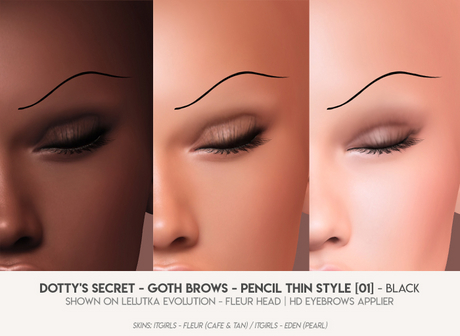 Second Life Marketplace - Dotty's Secret - Goth Brows - Pencil Thin ...